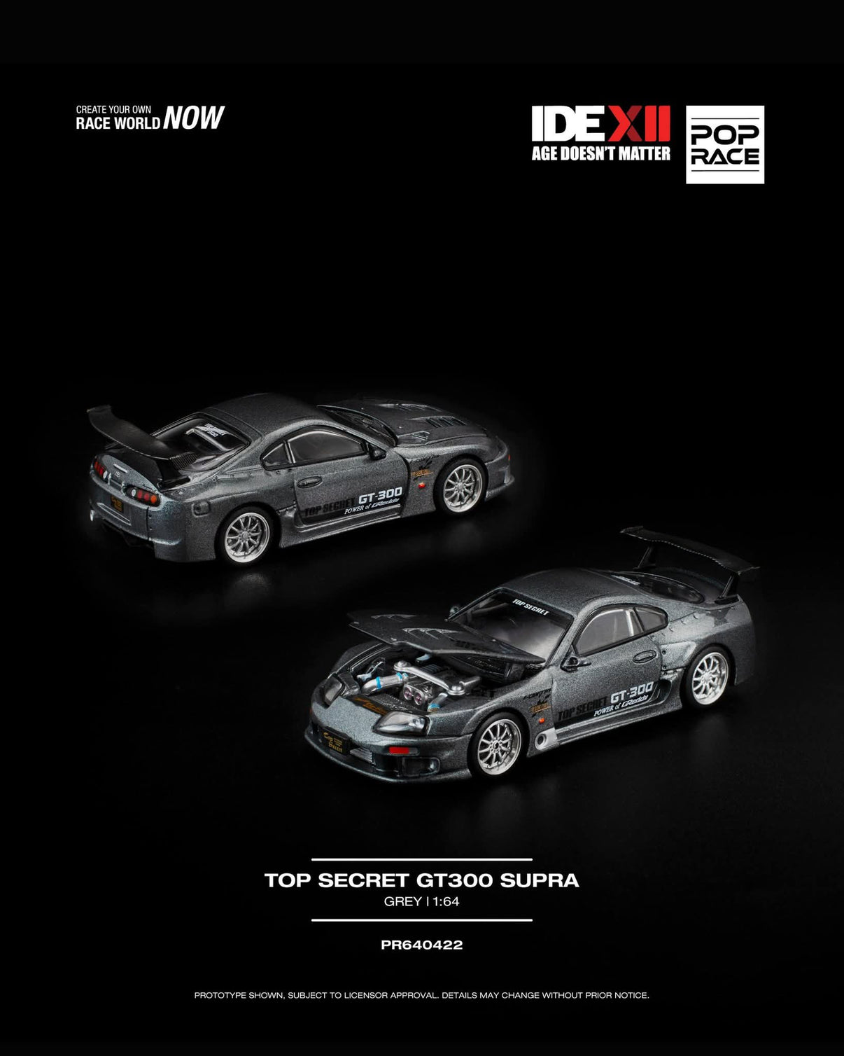 Pop Race Toyota Top Secret GT300 Supra Gray IDE 2025 PR640422 1/64 Die ...