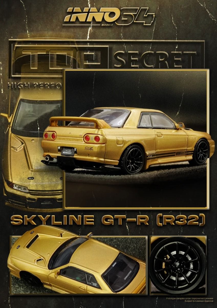 *Pre-Order* Inno64 Nissan Skyline GT-R BNR32 650R Top Secret Gold IN64 – Treasured Models
