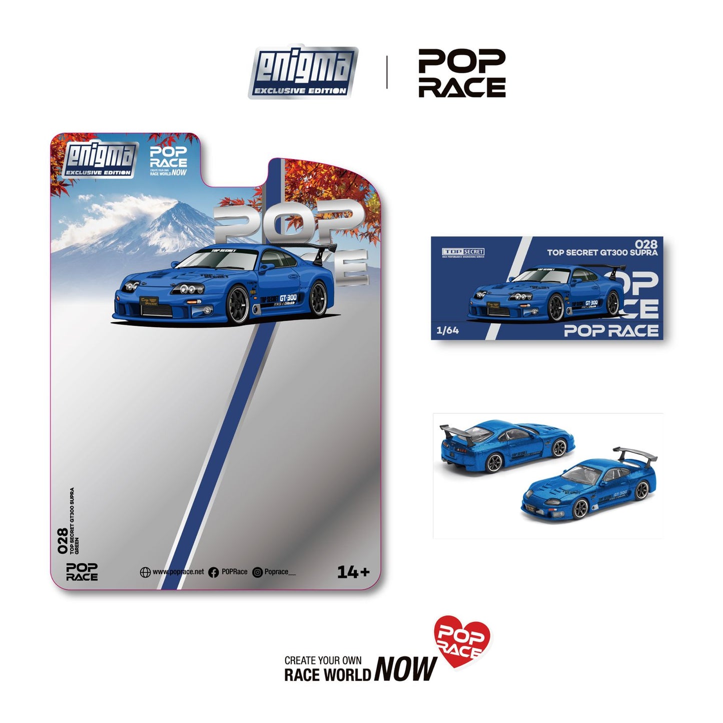 Pop Race Top Secret Supra GT300 A80 Blue Enigma Exclusive PRE028 1/64 ...